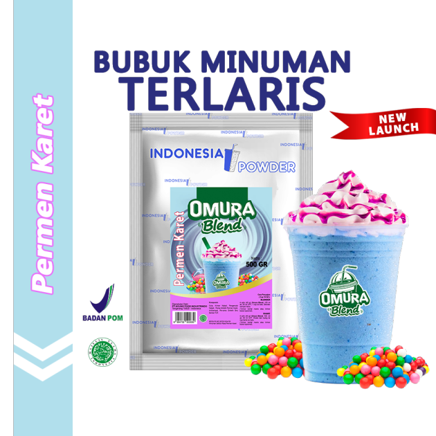 OMURA POWDER Bubuk Minuman Mix Gula Rasa Permen Karet Biru Instant ...