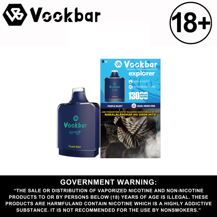 Vookbar Explorer 13,000 POD ONLY Type-C Rechargeable - PURPLE BLAST ...