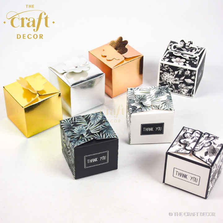 The Craft Decor 10pcs Metallic.Floral Leaf.Glitter Thank You Gift Box ...