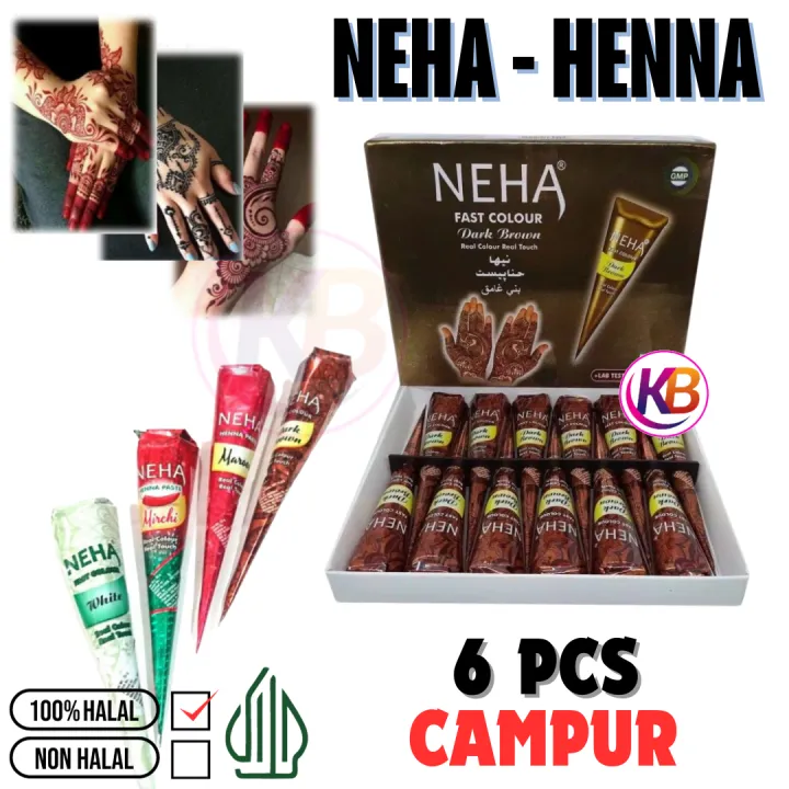 (6 Pcs) Paket Promo Henna Paste / Neha / Henna Arab / Neha Kuku Tangan ...