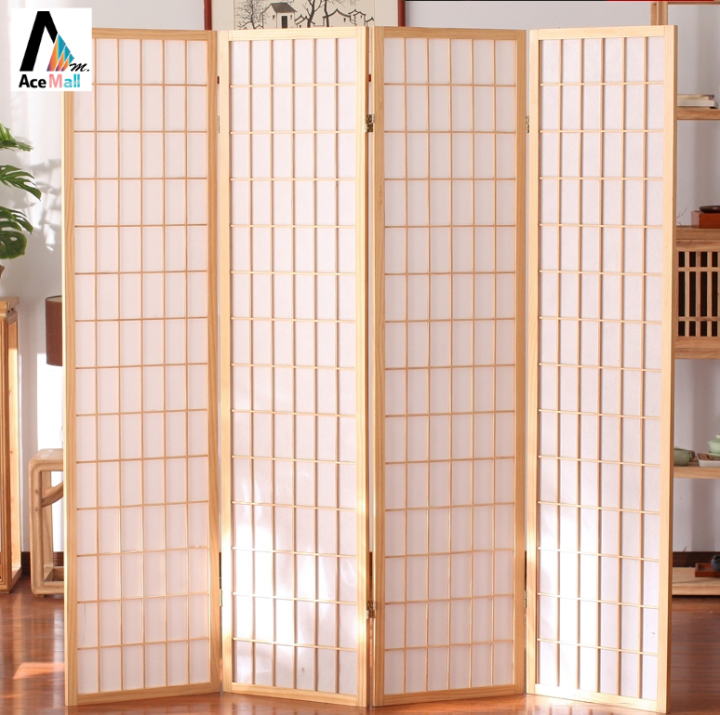 AceMall Japanese Screen Partition Folding Mobile Living Room Divider ...