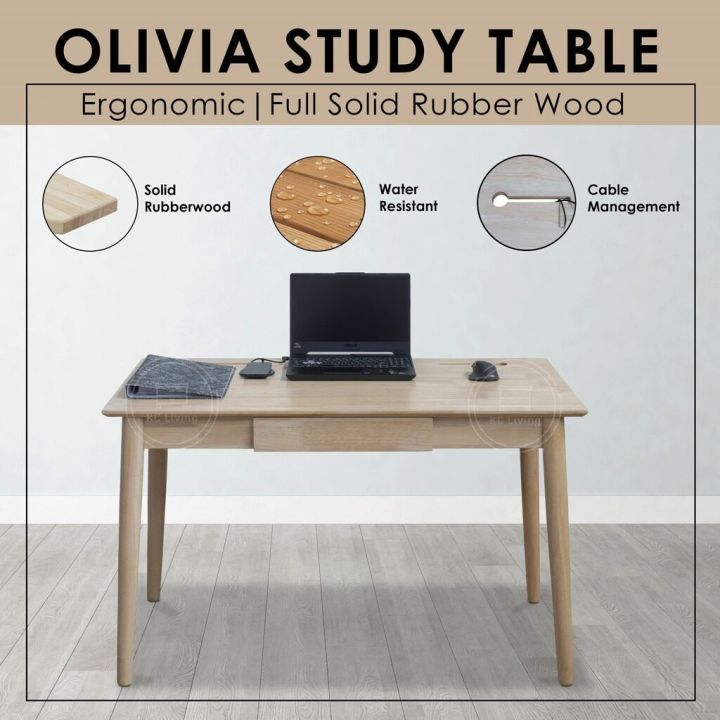 ☀KCL Olivia Study Desk Working Table Computer Table Solid Rubber Wood ...
