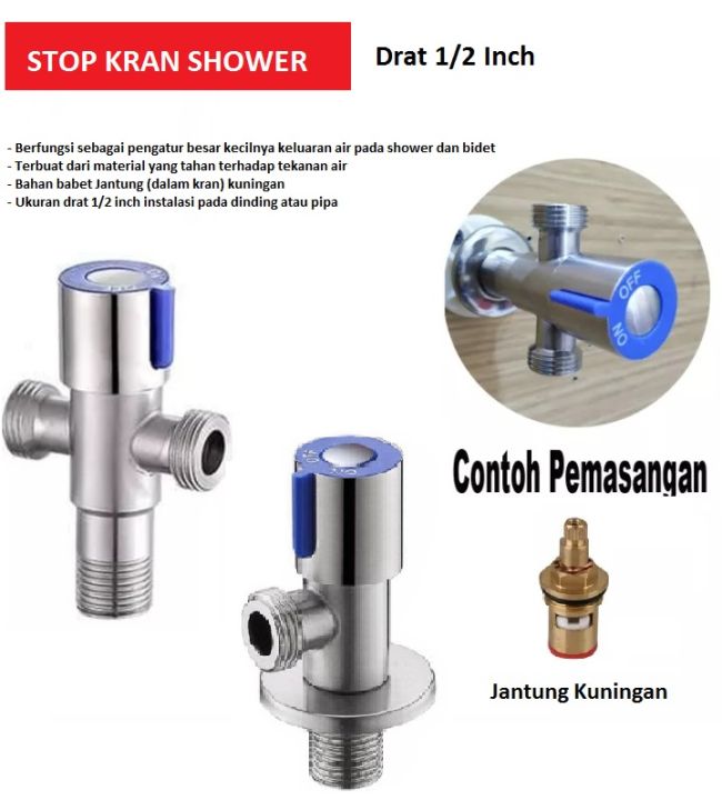 IDEKU Stop Kran Cabang T Sus 304 Untuk Kran Shower Toilet Closet Jet ...