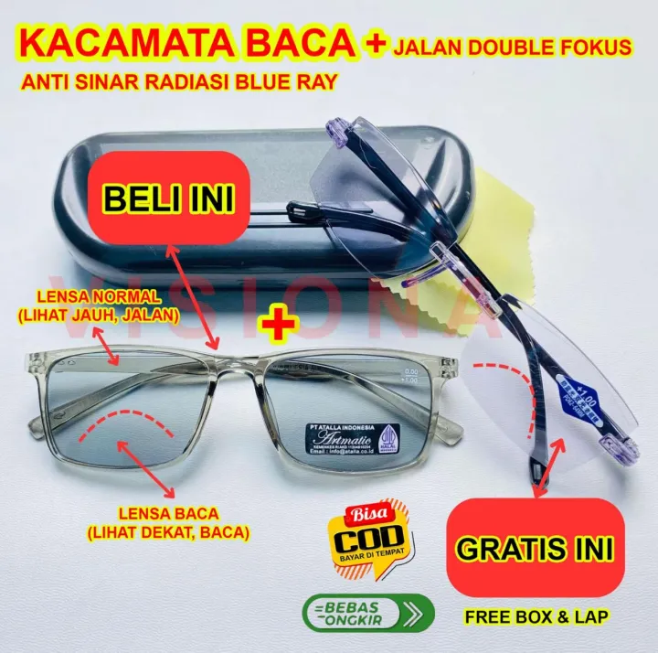 [BELI 1 GRATIS 1 MODEL LAIN] Kacamata Baca & Jalan Lensa Plus Bifokal ...
