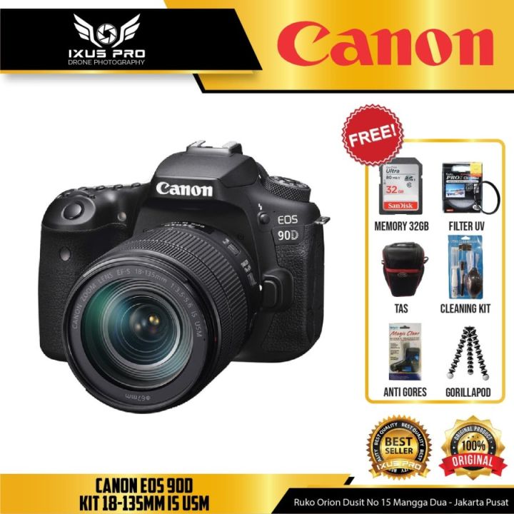 Canon EOS 90D Kit 18-135MM IS USM Paket Komplit Kamera Canon DSLR ...