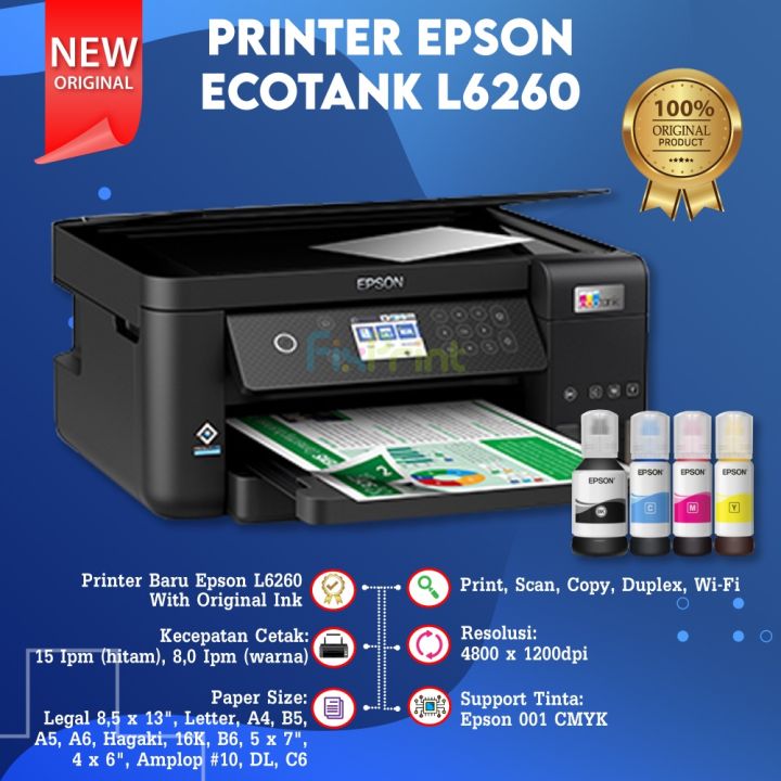 BUNDLING Printer Epson EcoTank L6260 A4 Wi-Fi Duplex All-In-One Print ...