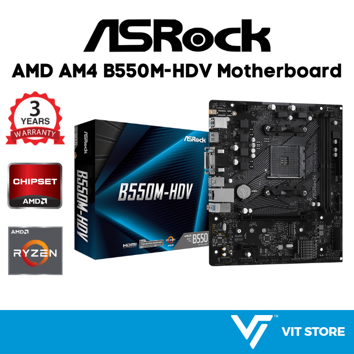 ASRock B550M-HDV Motherboard - Supports Ryzen 3000, 4000, 5000 & G ...