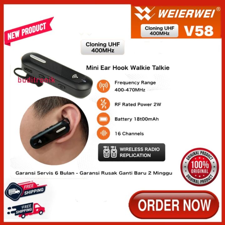 HT WEIERWEI V58 Walkie Talkie Earphone Bisa Scaning Copy UHF - SATUAN ...