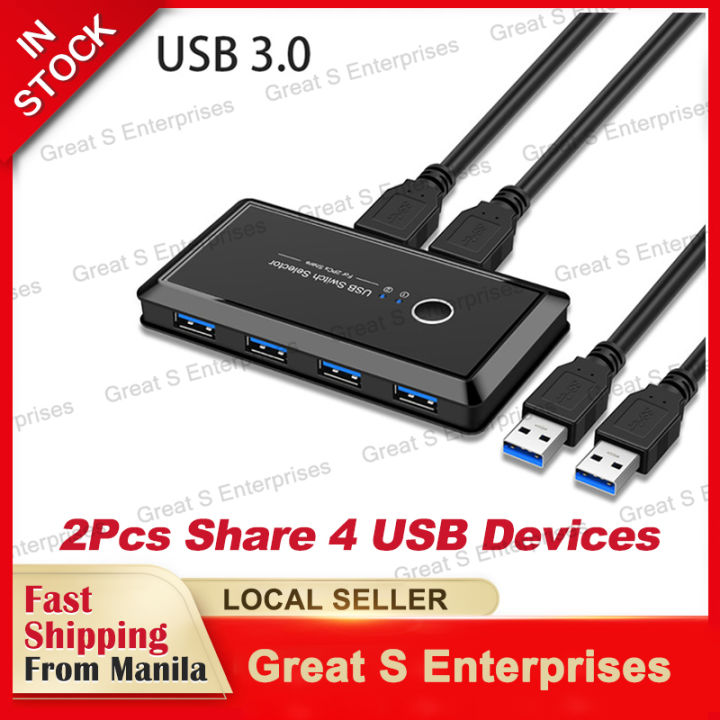 GSE KVM Switch USB Switch USB 3.0 for PC Laptop 2 Computers Sharing 4 ...