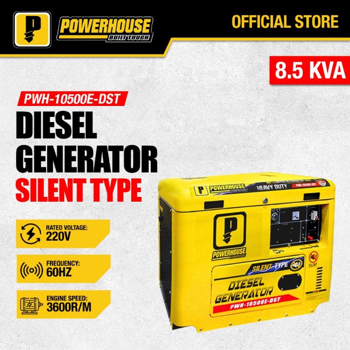 POWERHOUSE Diesel Silent Type Generator with Battery for Electric Start ...