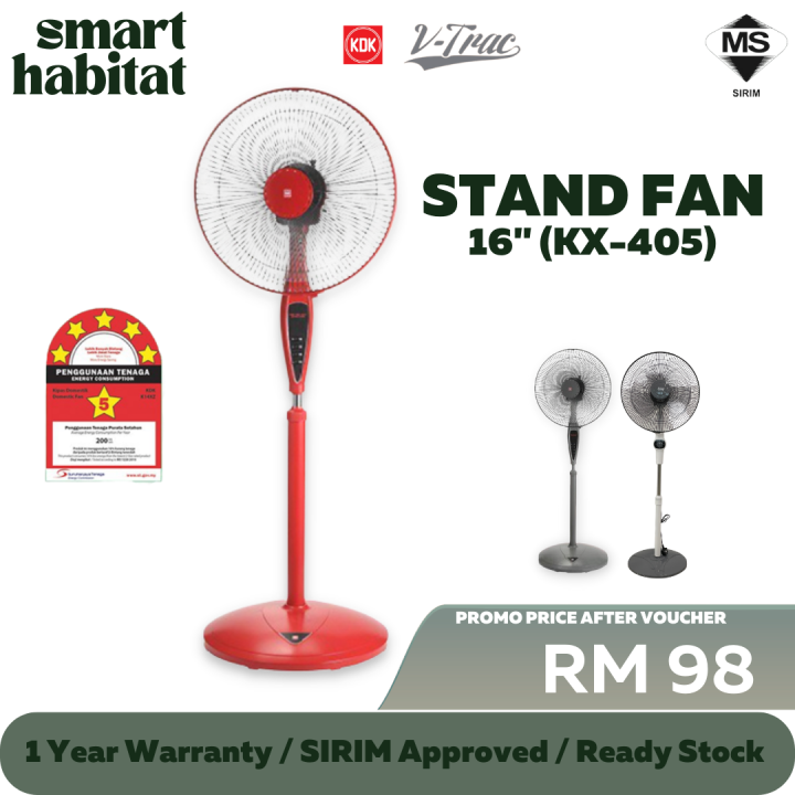 KDK KX-405 / V-TRAC Fan Stand Fans with Flexible Neck Adjustment & On ...