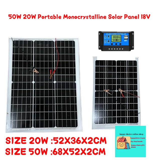 20W/50W Solar Panel Kit Complete12V Monocrystalline Power Portable ...