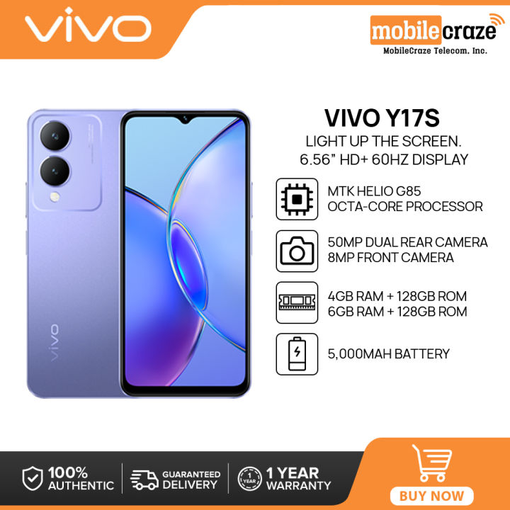 Vivo Y17s Smartphone | 4GB+128GB | MTK Helio G85 | 6.56” HD+ 60Hz Display | 50MP Dual Rear ...
