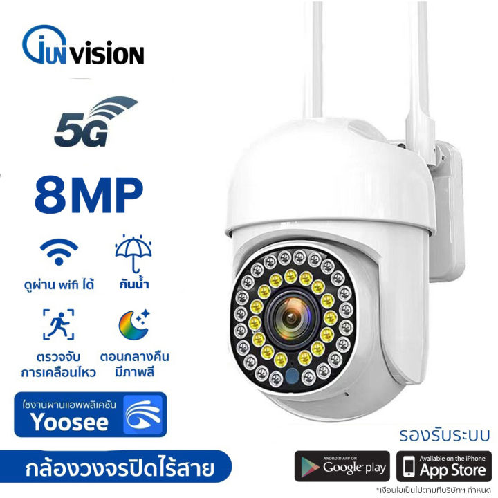 Junanvision i8 8MP กล้องวงจรปิดกันน้ำไร้สาย รุ่นFULL Color Wifi PTZ ...
