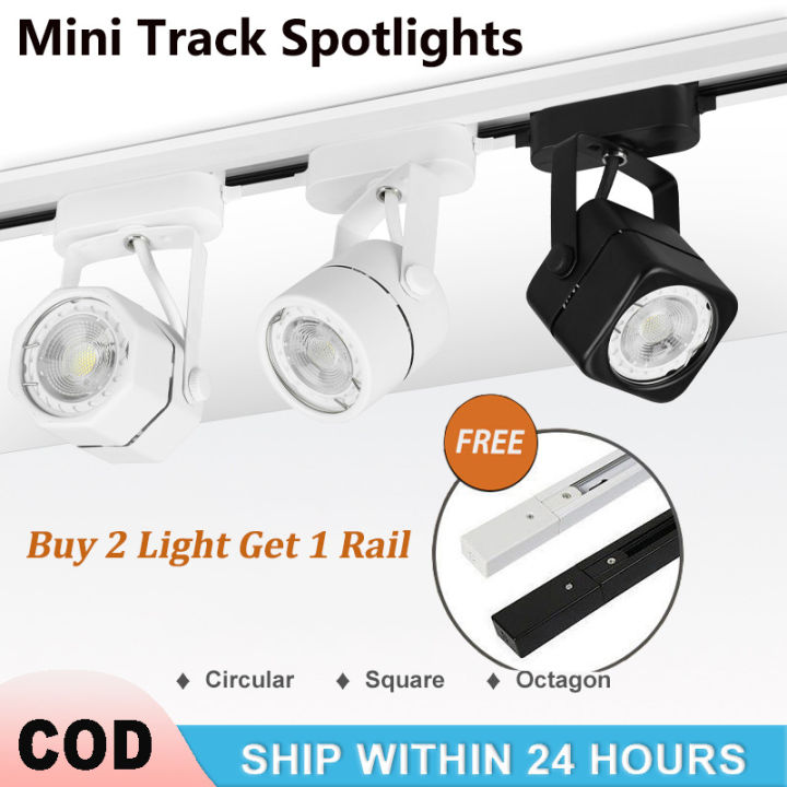 LED Track Light Thricolor Dimming Complete Set COB Spotlight Ceiling ...