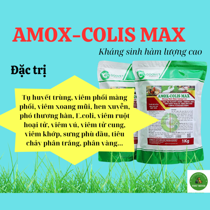 AMOX-COLIS MAX Goovet dùng cho chăn nuôi gia súc, gia cầm gói 100g, 1 ...
