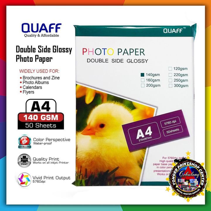 1 PACK 140GSM QUAFF DOUBLE SIDE GLOSSY PHOTO PAPER -CEBULONG YONGER ...