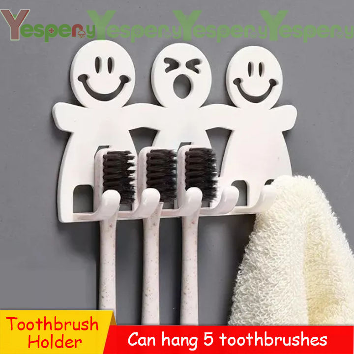 YESPERY Toothbrush Holder Wall Mounted Suction Cup 5 Position Cute ...