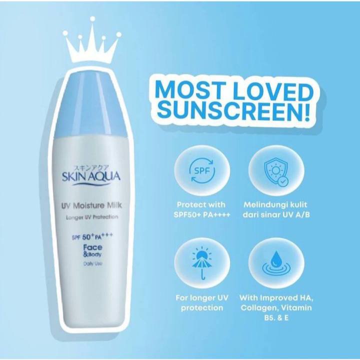 SUNSCREEN SKIN AQUA UV MOISTURE MILK SPF 50+ 40G - BIRU FOR LONGER UV ...