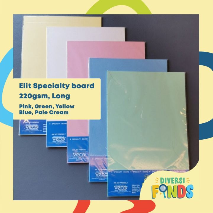 Elit Specialty Board Velum Board Paper 220GSM Short and Long Colored 10 ...