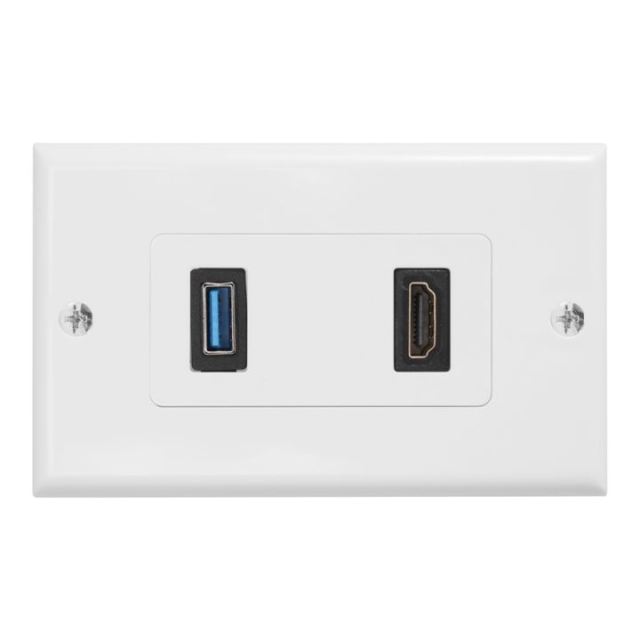 1x 2Port +USB 3.0 Female Wall Face Plate Panel Outlet Socket Extender ...