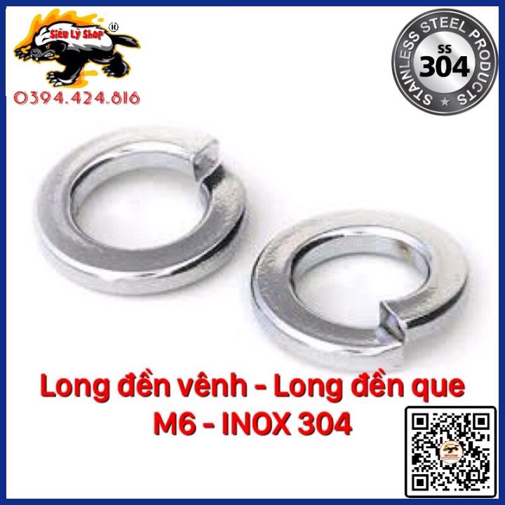 Long đền vênh - Long đền que M6 INOX 304 (Set 50cái) | Lazada.vn