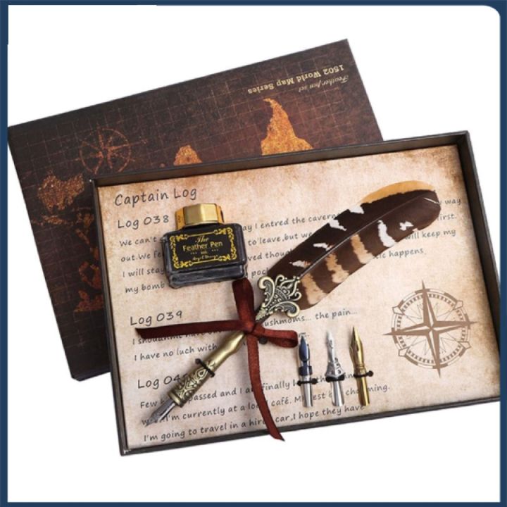 【Fast Delivery】*Writing Ink Nibs Set Vintage Calligraphy Quill Feather ...