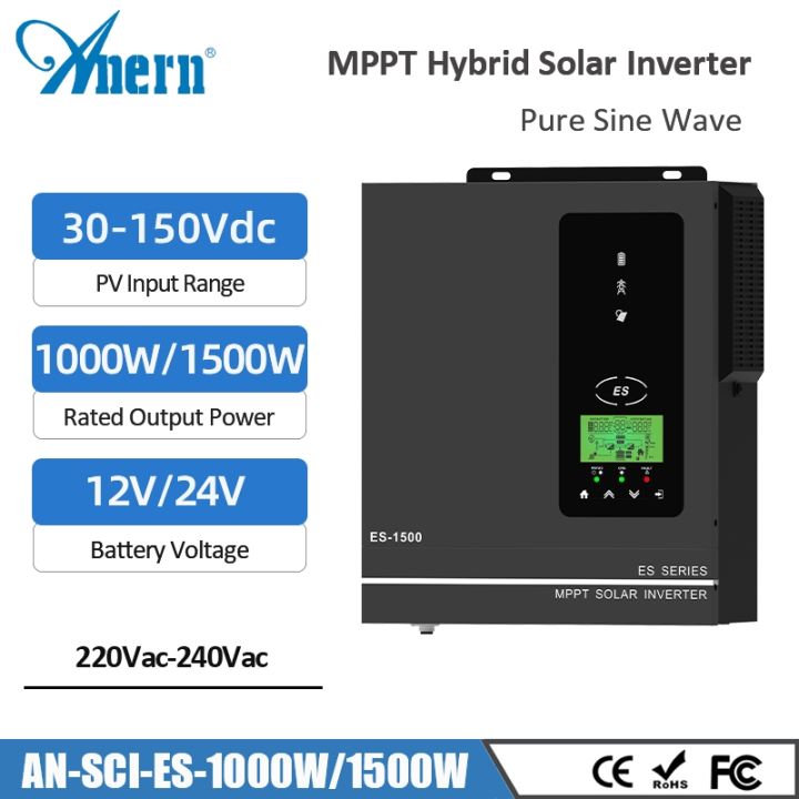 Anern 1KW/1.5KW inverter hibrid MPPT solar off grid inverter 12V/24V ...