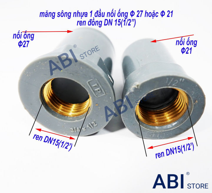Măng Sông Ren Trong đồng 21 27 21 Măng Sông Nối ống Nước Nối Thẳng