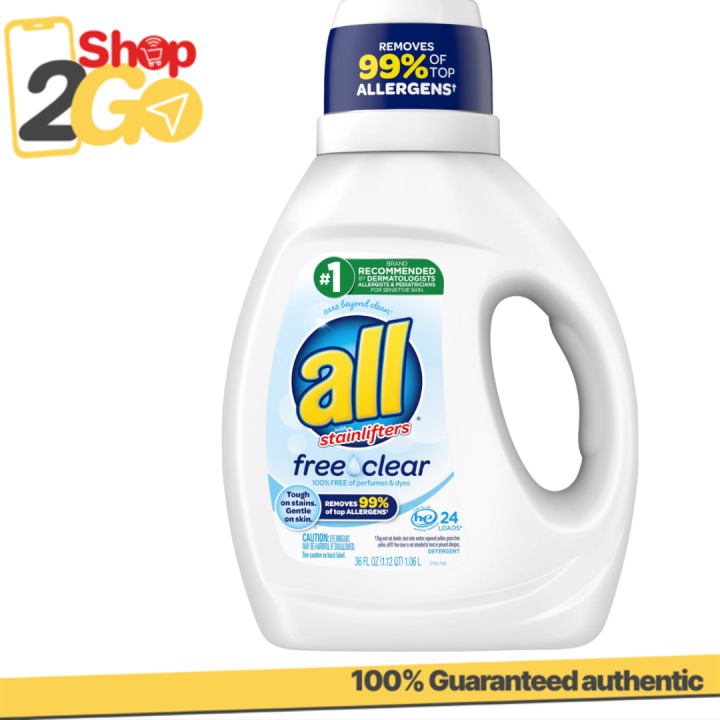 All Liquid Laundry Detergent Free Clear for Sensitive Skin 36 Fl Oz ...