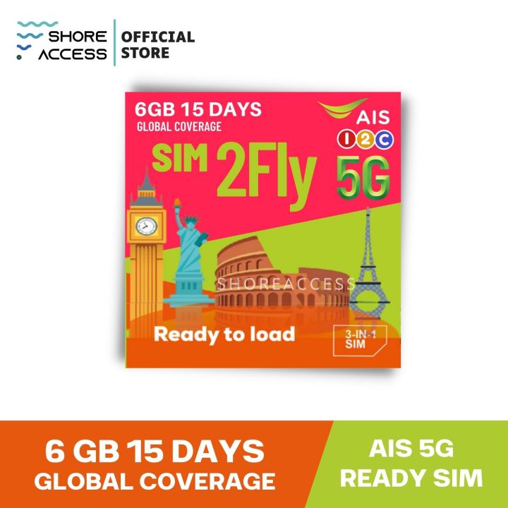 (6GB 15DAYS) 5G READY AIS SIM2FLY Global Coverage +125 Countries BY ...