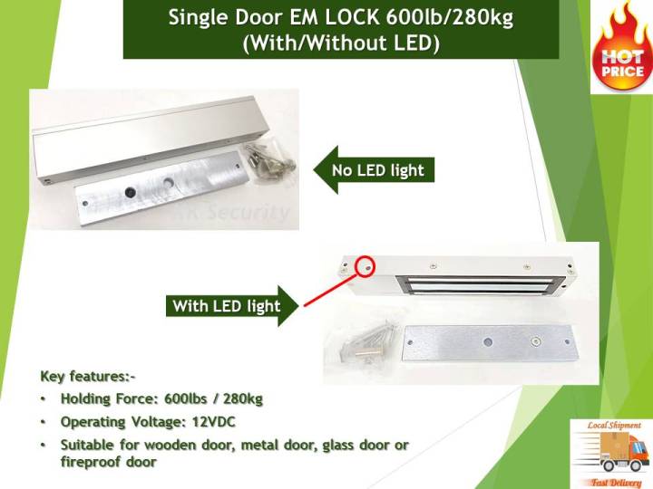 Door Access EM-Lock 600lbs / 280kg - Single Door Access Electromagnetic ...