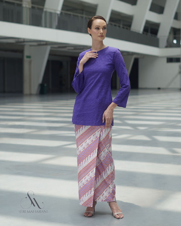 Seri Maharani Kurung Batik Tika Purple | Lazada