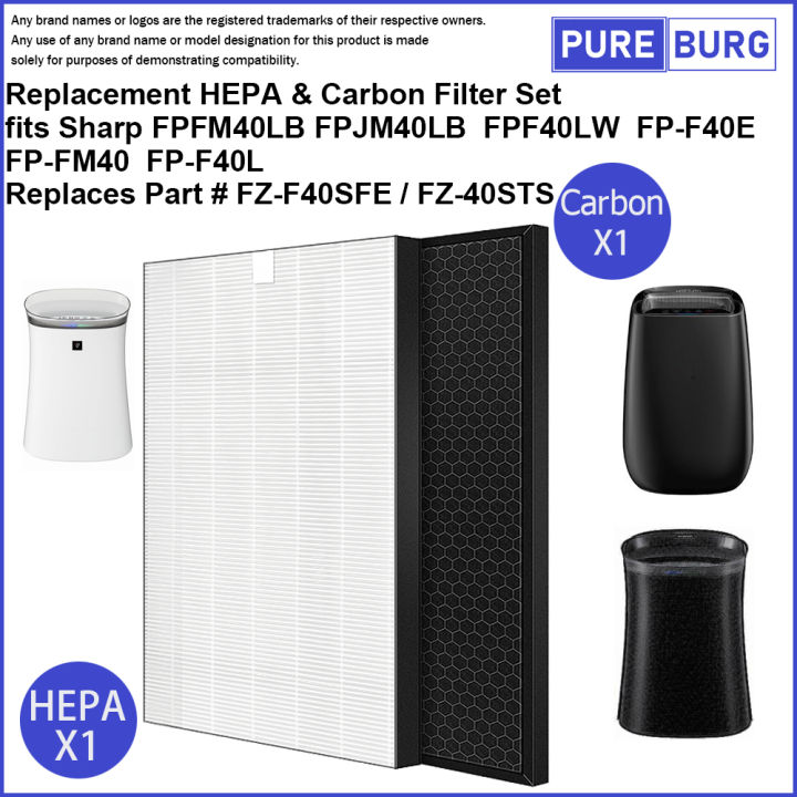 Fits Sharp FPFM40LB FPJM40LB FPF40LW FP F40E FP FM40 FP F40L Replacement HEPA Carbon Filter Set Part FZ F40SFE Penapis Udara Rumah Fz F40Sfe Air Purifier Filter Lazada Lazada