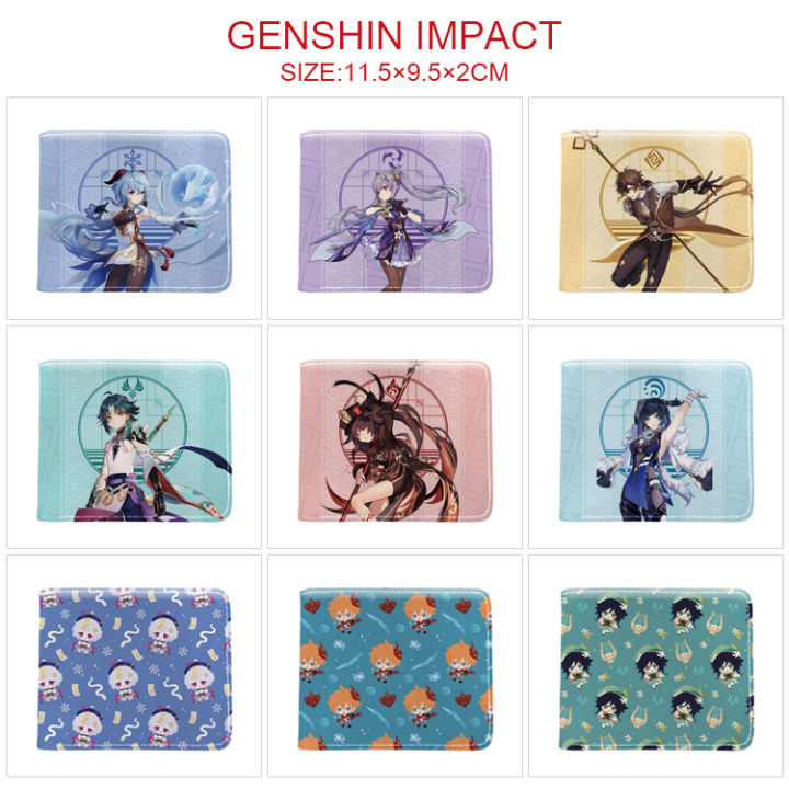 Men Women Bifold Wallet Genshin Impact Game Animation Peripheral Full ...