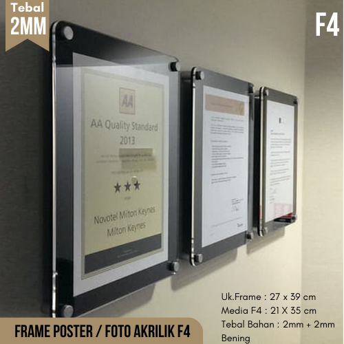 Frame Bingkai Display Foto Poster Dinding Akrilik Berkualitas Ukuran F4 ...