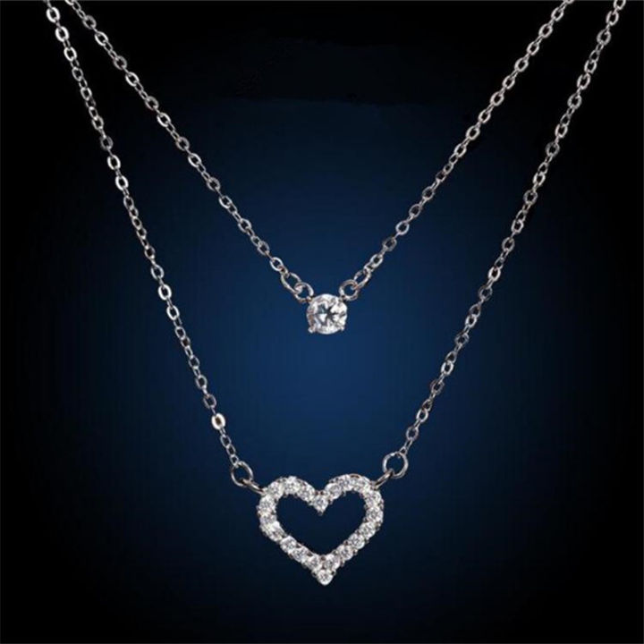 ผู้หญิงเสน่ห์สองชั้นหัวใจจี้สร้อยคอสาวสร้อยคอC Hockerกระดูกไหปลาร้าโซ่ ...