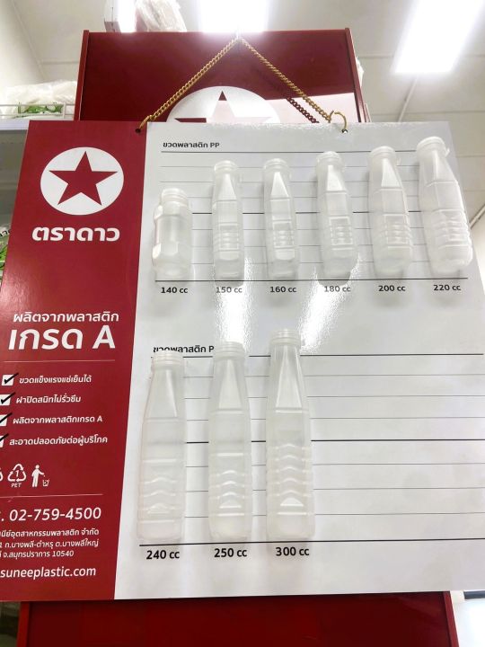 [ตราดาว] ขวดPP ทรงสี่เหลี่ยม ขนาด 140cc/150cc/160cc/180cc/200cc/220cc/240cc/250cc/300cc. (บรรจุ ...