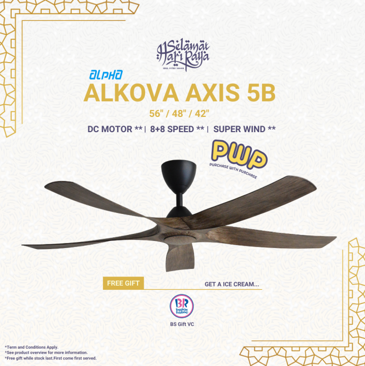 Alkova Axis 5B 56 / 48 / 42 DC Motor 8+8 Speed Remote Control Ceiling ...