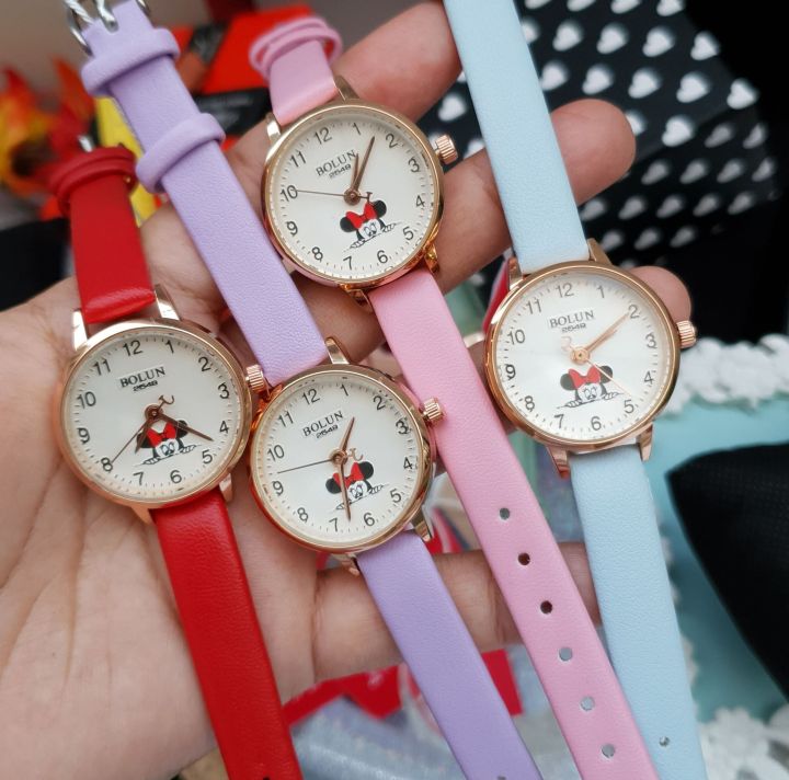นาฬิกาแฟชั่น มินนี่ เมาส์ สายหนัง Bolun แบรนด์แท้ รุ่นจิ๋ว ดีไซน์ สาย ...