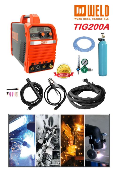 Weld TIG 200A Inverter TIG Welding Machine with Argon Regulator & Gas ...
