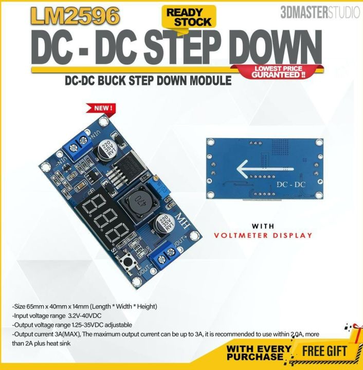 DC-DC Step Down LM2596 3A w Display, LM 2596 Adjustable Voltage Regulator Module Buck Converter ...