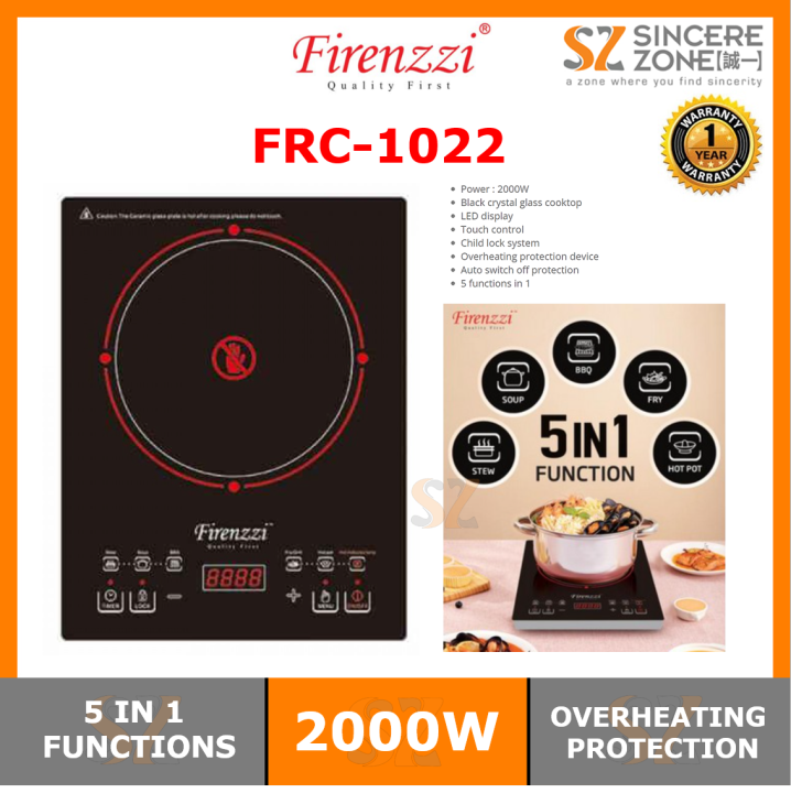 Firenzzi FRC-1022 Induction Hob / Ceramic Cooker Hob Black / 2000W ...