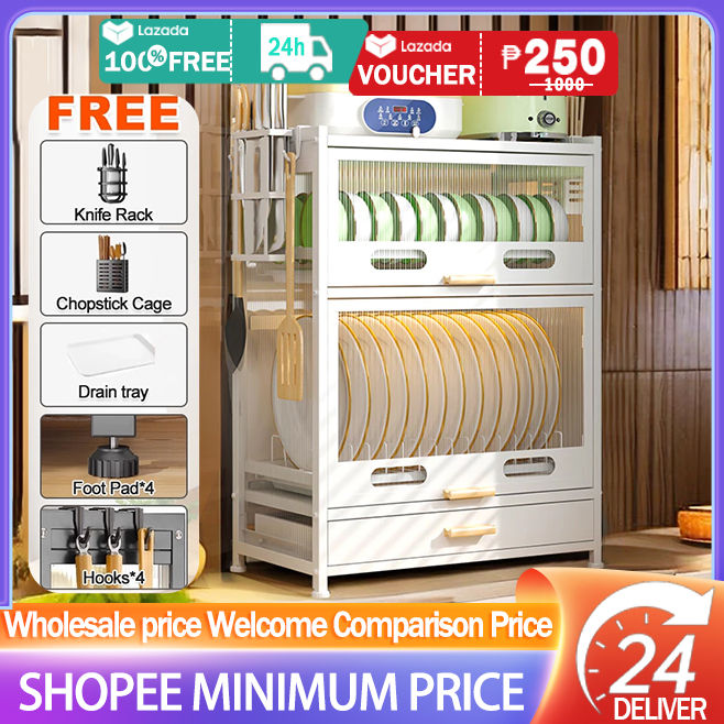 【With Drawer】Dish Rack Dish Drainer Kitchen Cabinet Plate Organizer ...