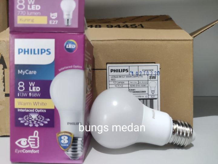 Lampu LED Philips 8W KUNING 8 WATT 8Watt BULB LEDBULB WW 3000K WARM WW ...