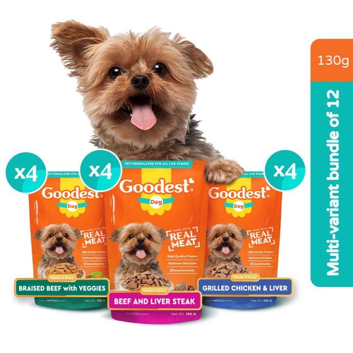 Goodest Dog Multivariant Bundle Pack of 12 Wet Dog Food Pouch (130g ...