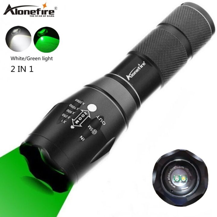 Alonefire G700-WG LED Flashlight XPE 2 in1 White+Green Light Zoom Ultra ...