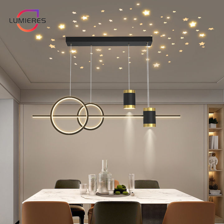 LED Chandelier Tri-Color Ceiling Light Modern Design With Projection ...