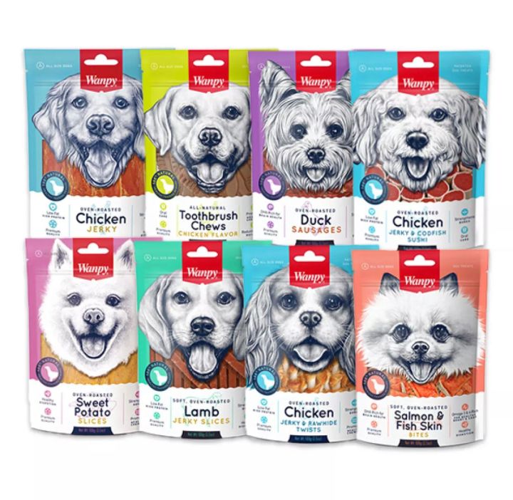 Wanpy Dog Treats 100g (Chicken, Salmon, Sweet Potato, Duck, Lamb) | Lazada