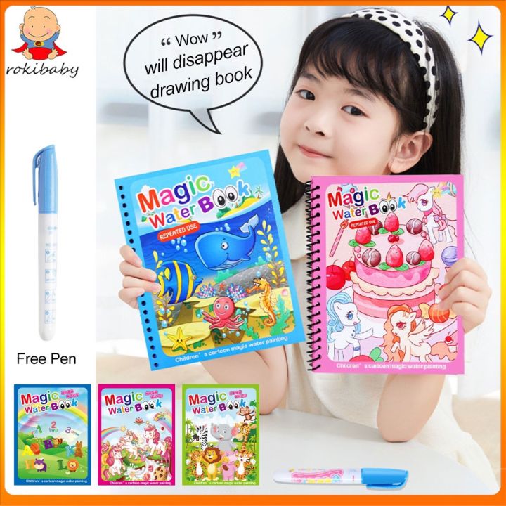 【COD】Rokibaby Kids Magic Water Coloring Book With Pen Drawing Painting ...
